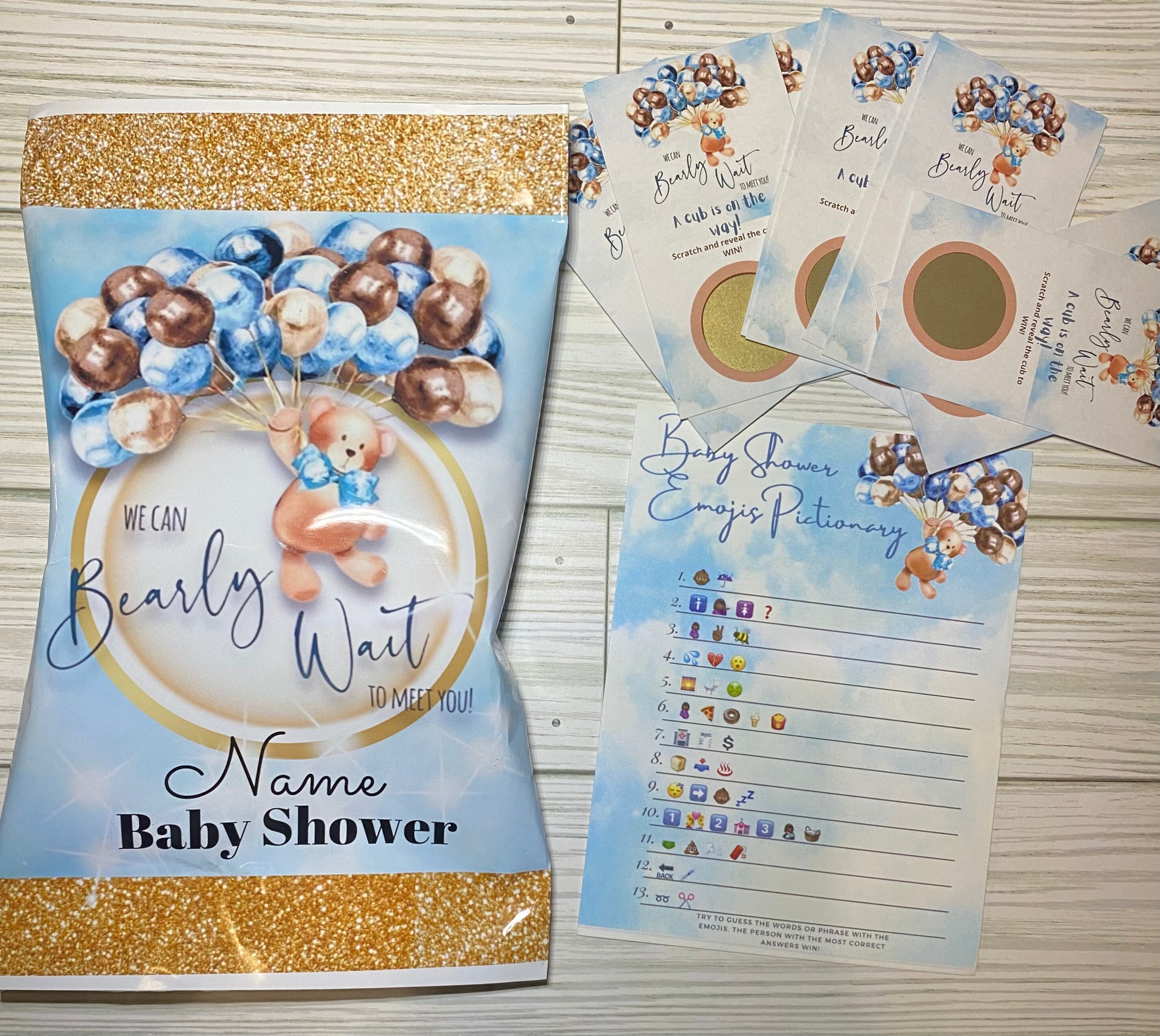 Teddy Bear Baby Shower Scratch off Card, Baby Shower Games, We Can ...