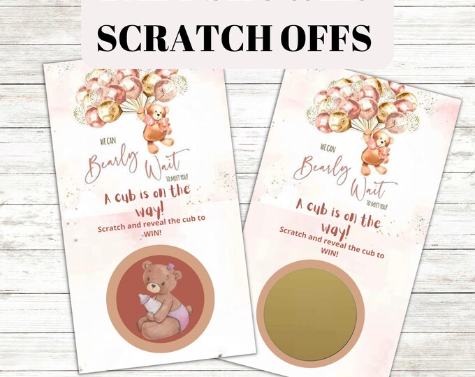 Teddy Bear Baby Shower Scratch off Card, Baby Shower Games, We Can ...