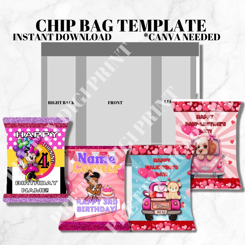 Editable 11x8.5 Blank Chip Bag Template DIY Chip Bag Design ...