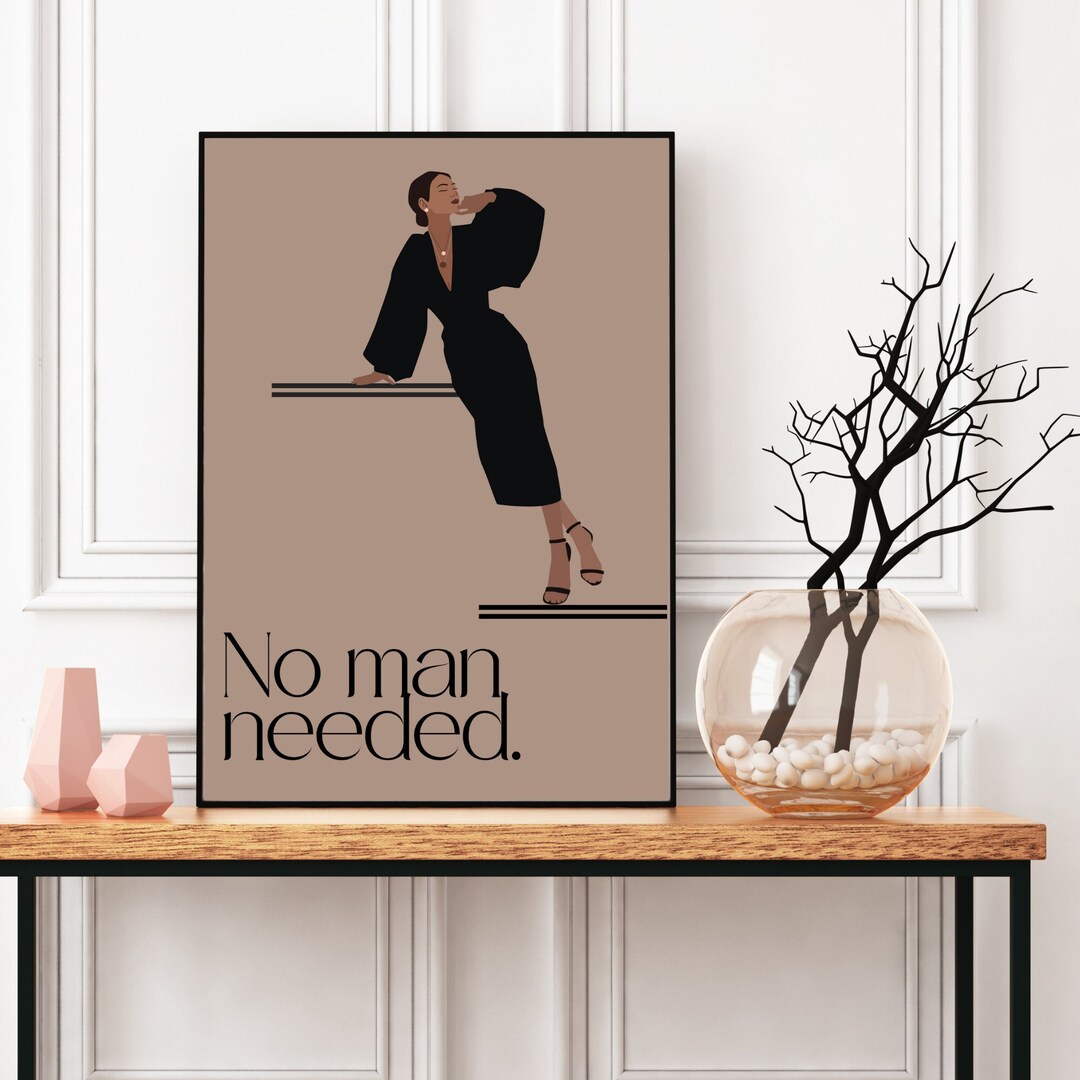 No Man Needed Digital Art Print, Beautiful Strong Women Standing, Nude ...