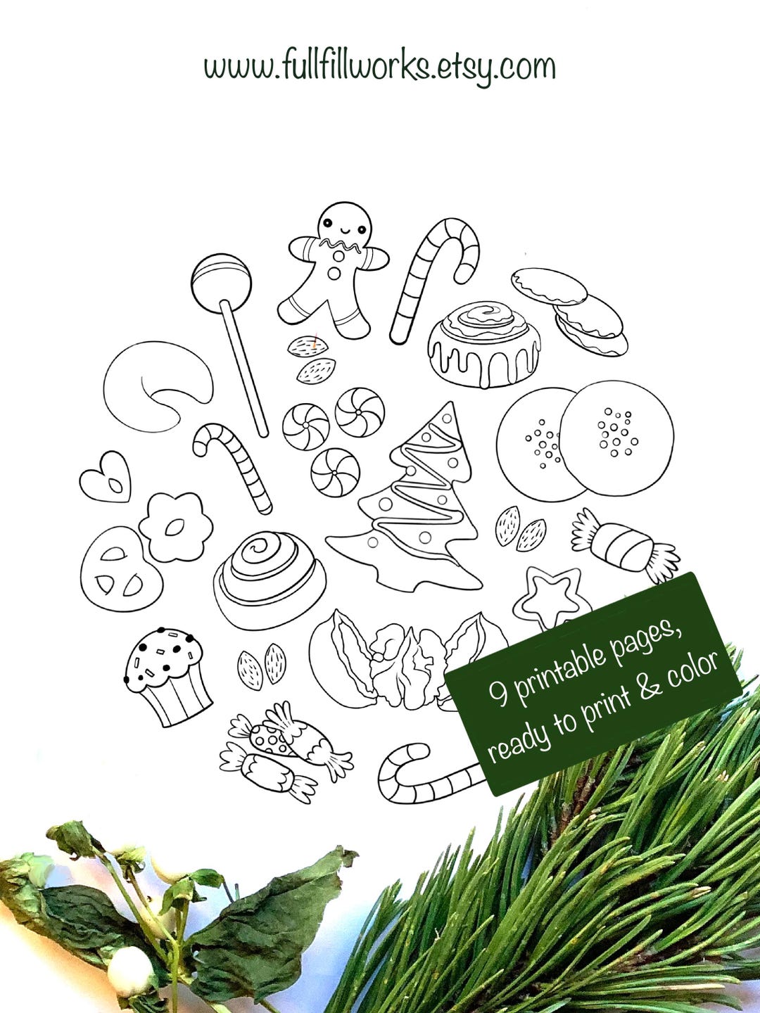 Printable Christmas Set Coloring and Paper Crafting Pages Advent ...