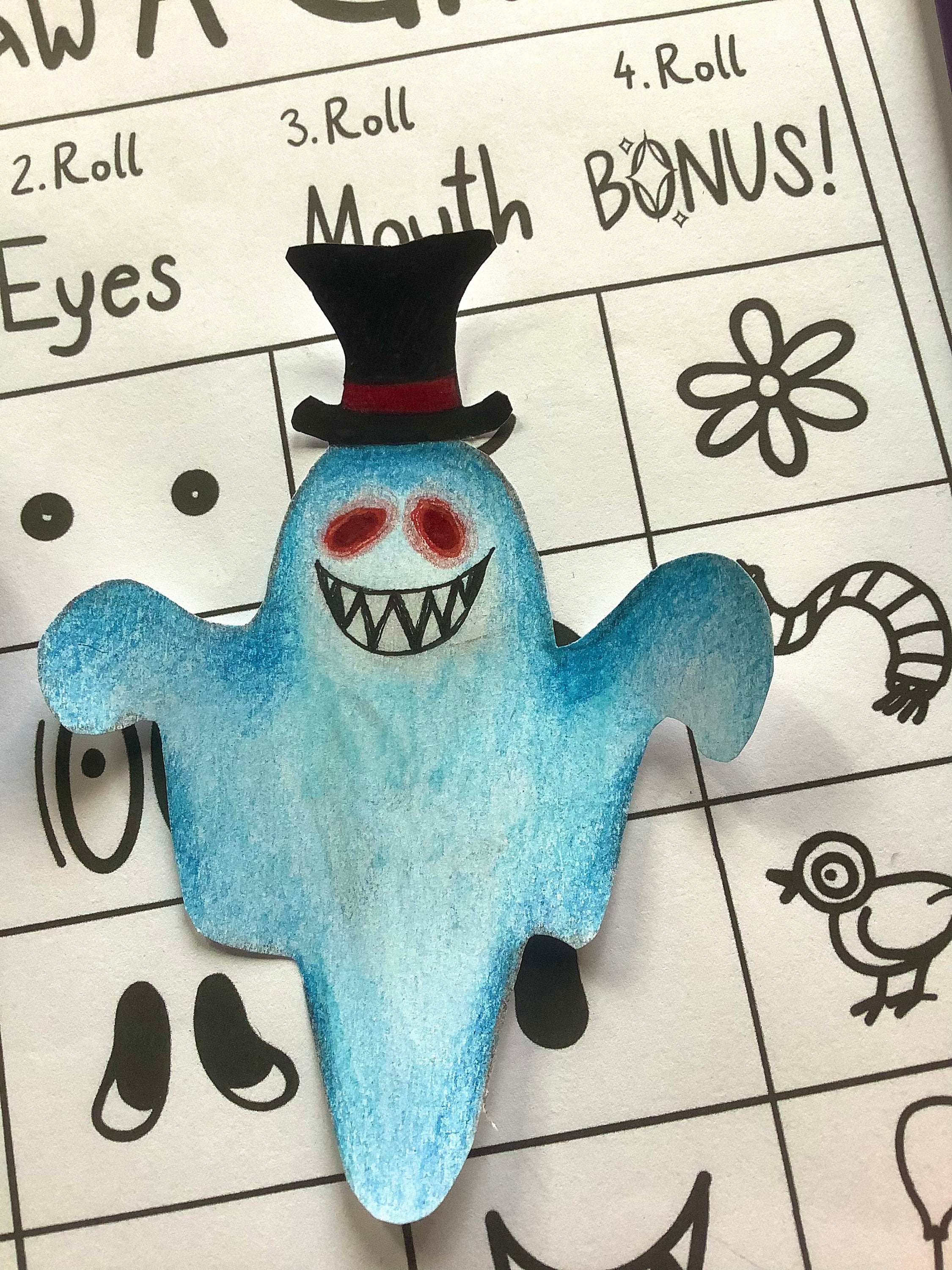 Digital PRINTABLE Kids Activity Sheet Roll and Draw Face Ghost ...