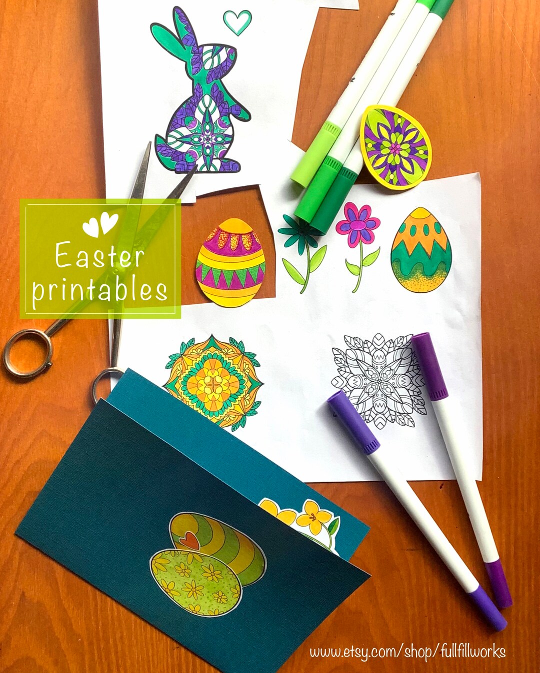 Digital Printable Coloring and Crafting Pages Easter Craft Paper ...