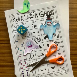 Printable Roll and Draw a Ghost & Face Drawing Game PDF Instant ...