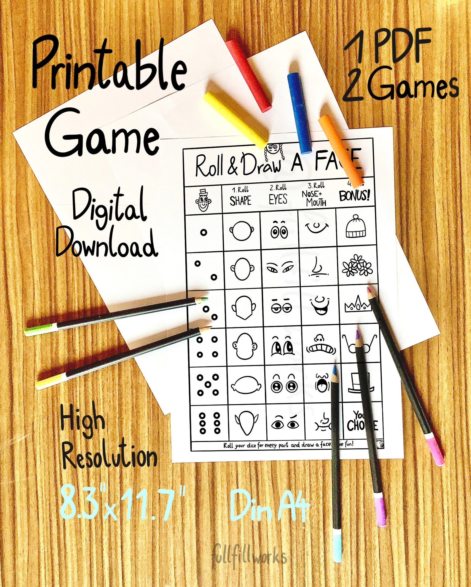 Digital PRINTABLE Kids Activity Sheet Roll and Draw Face Ghost | Etsy