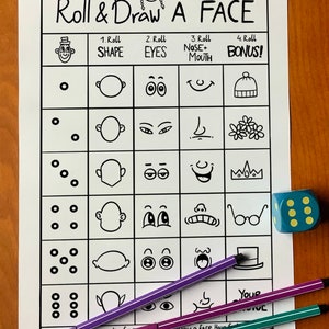 Digital PRINTABLE Kids Activity Sheet Roll and Draw Face Ghost | Etsy