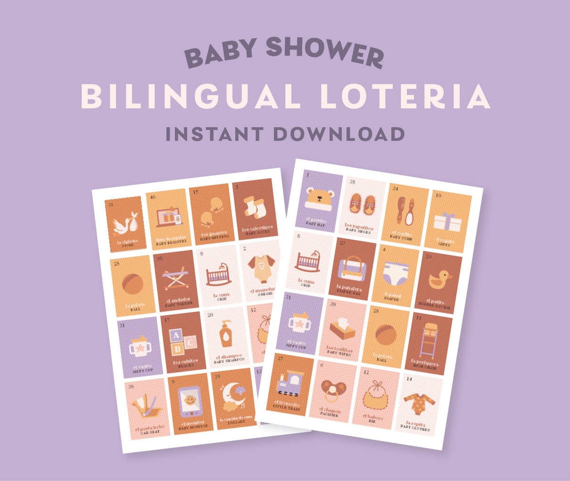 Baby Shower Bilingual Loteria instant Download Multicolor - Etsy