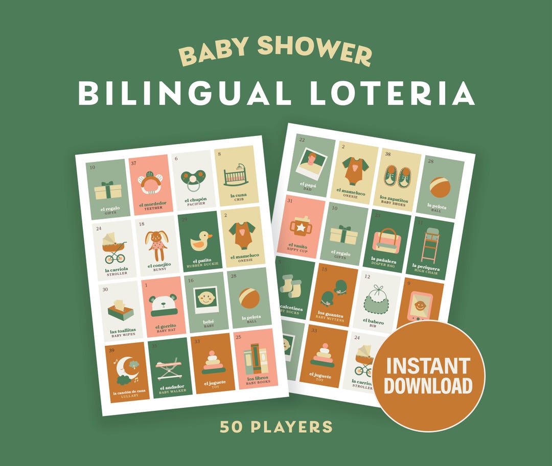 Baby Shower Bilingual Loteria *instant Download* Earth Serenity – 50 ...