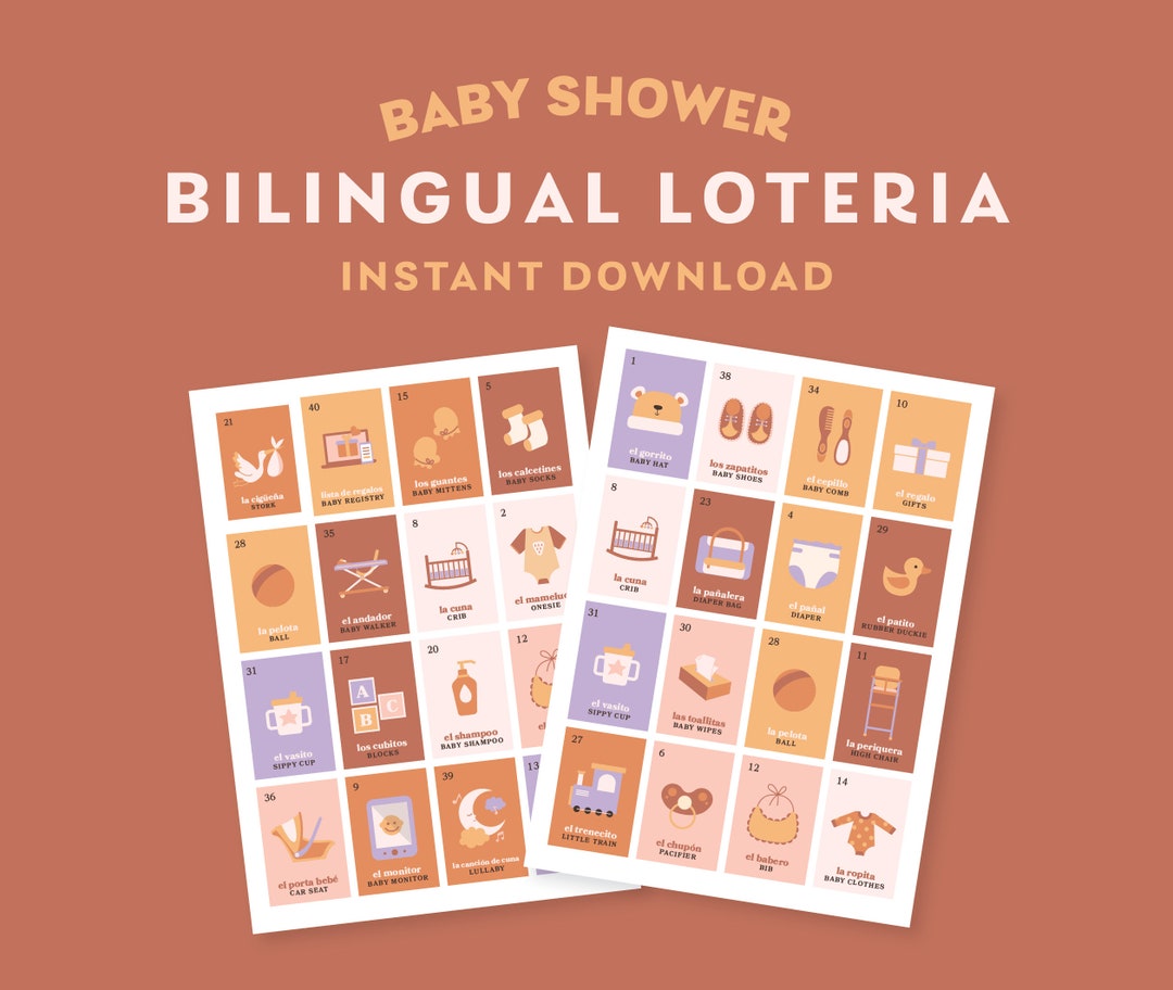 Baby Shower Bilingual Loteria instant Download Multicolor - Etsy