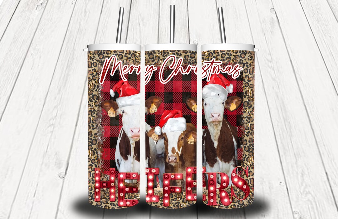 Merry Christmas Heifer, Christmas 20oz Skinny Tumbler Design, Holiday ...
