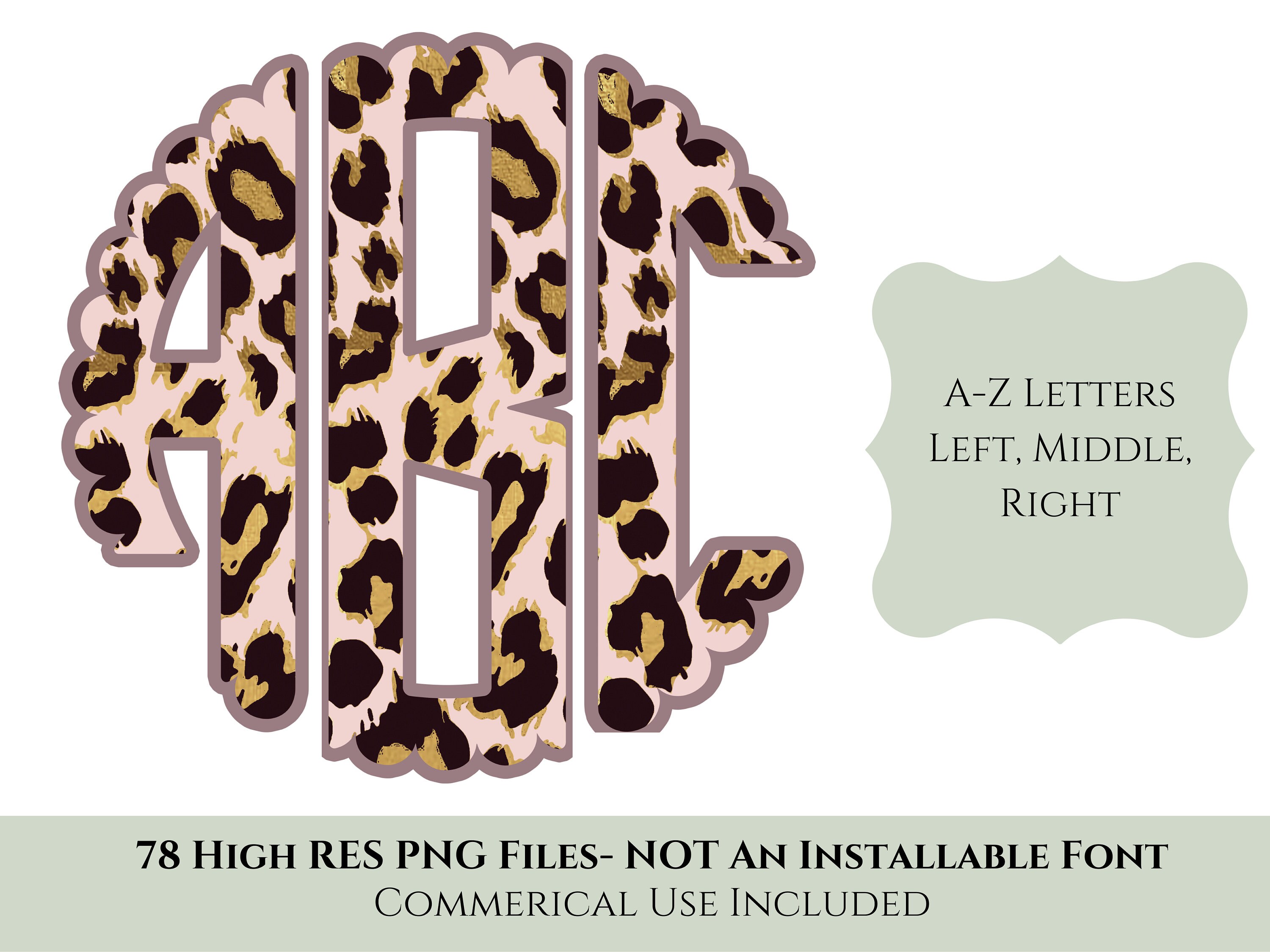 Pink and Gold Leopard Monogram PNG - Scallop Circle Monogram - Scallop ...