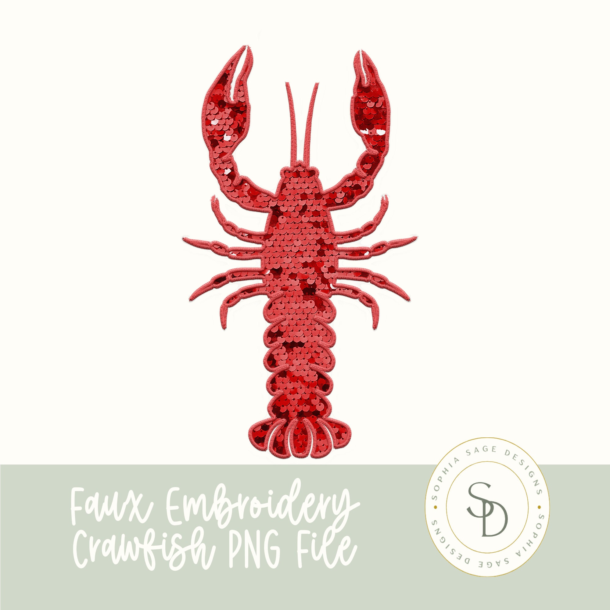 Faux Embroidered Crawfish Junkie PNG- Crawfish PNG- Sequin Print- Faux ...