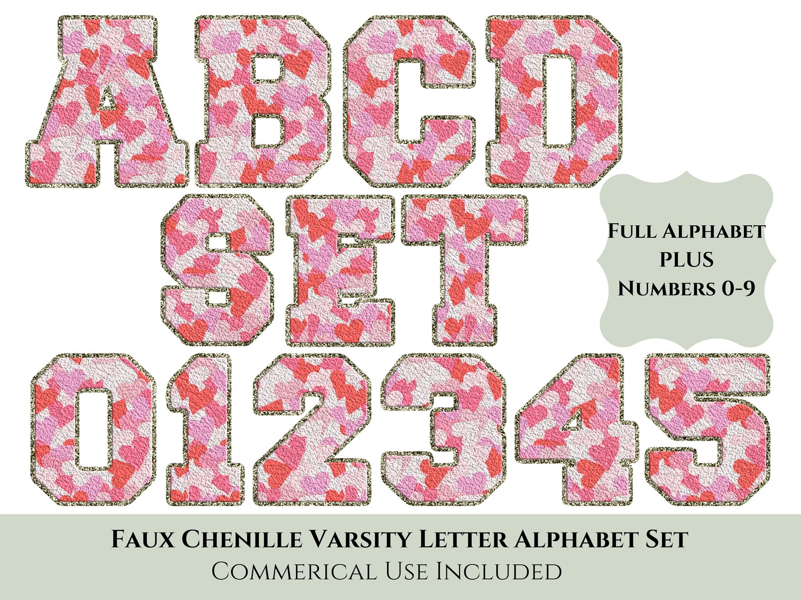 Varsity Alphabet, Faux Chenille Letter Set, Valentine's Day, Commercial ...