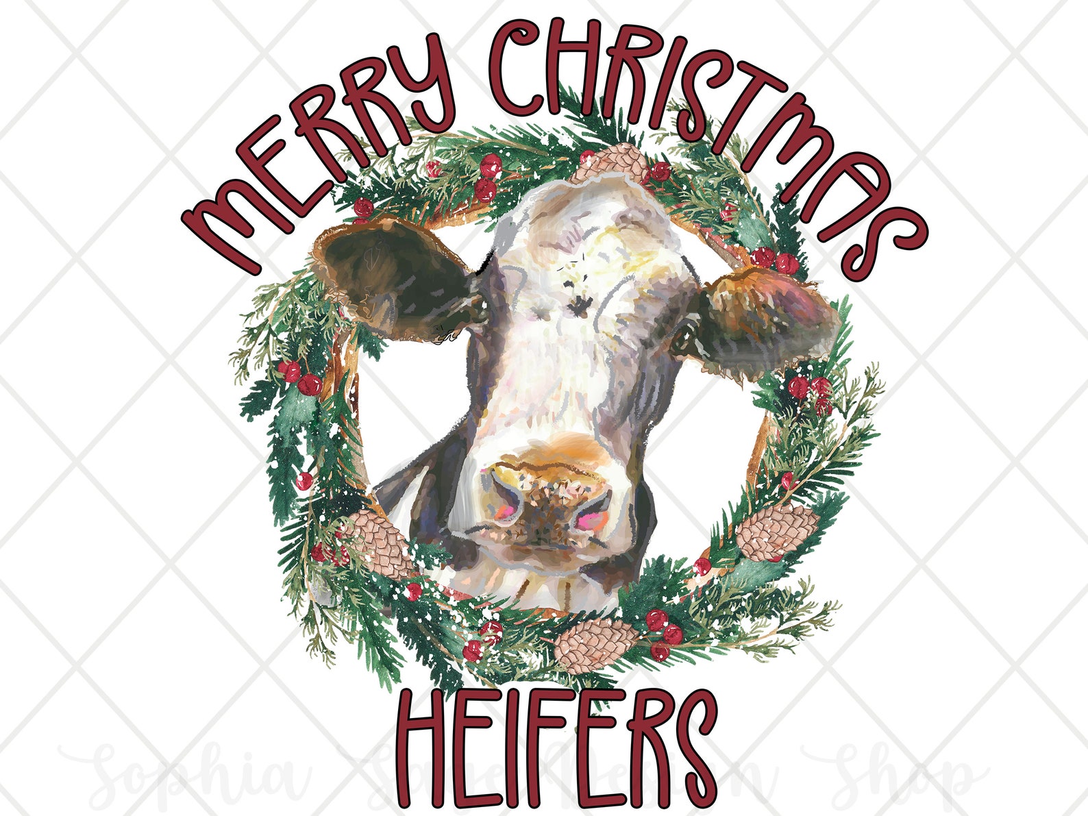 Merry Christmas Heifer -christmas Sublimation-holiday PNG- Southern ...