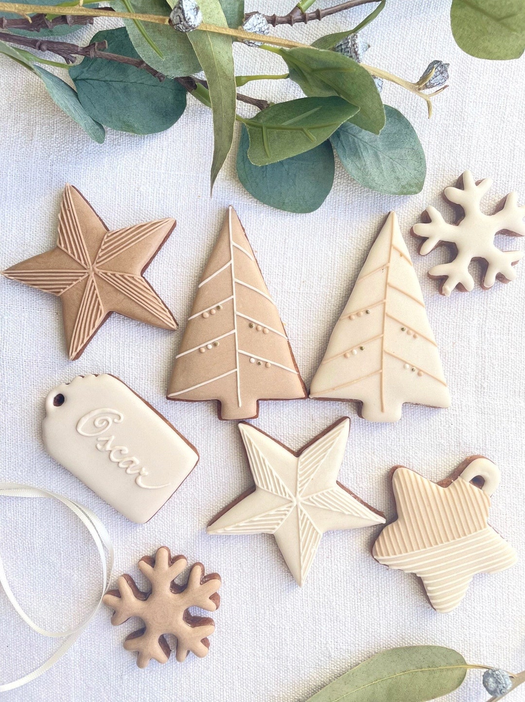 Christmas Stars, Trees Iced Biscuits - Etsy UK