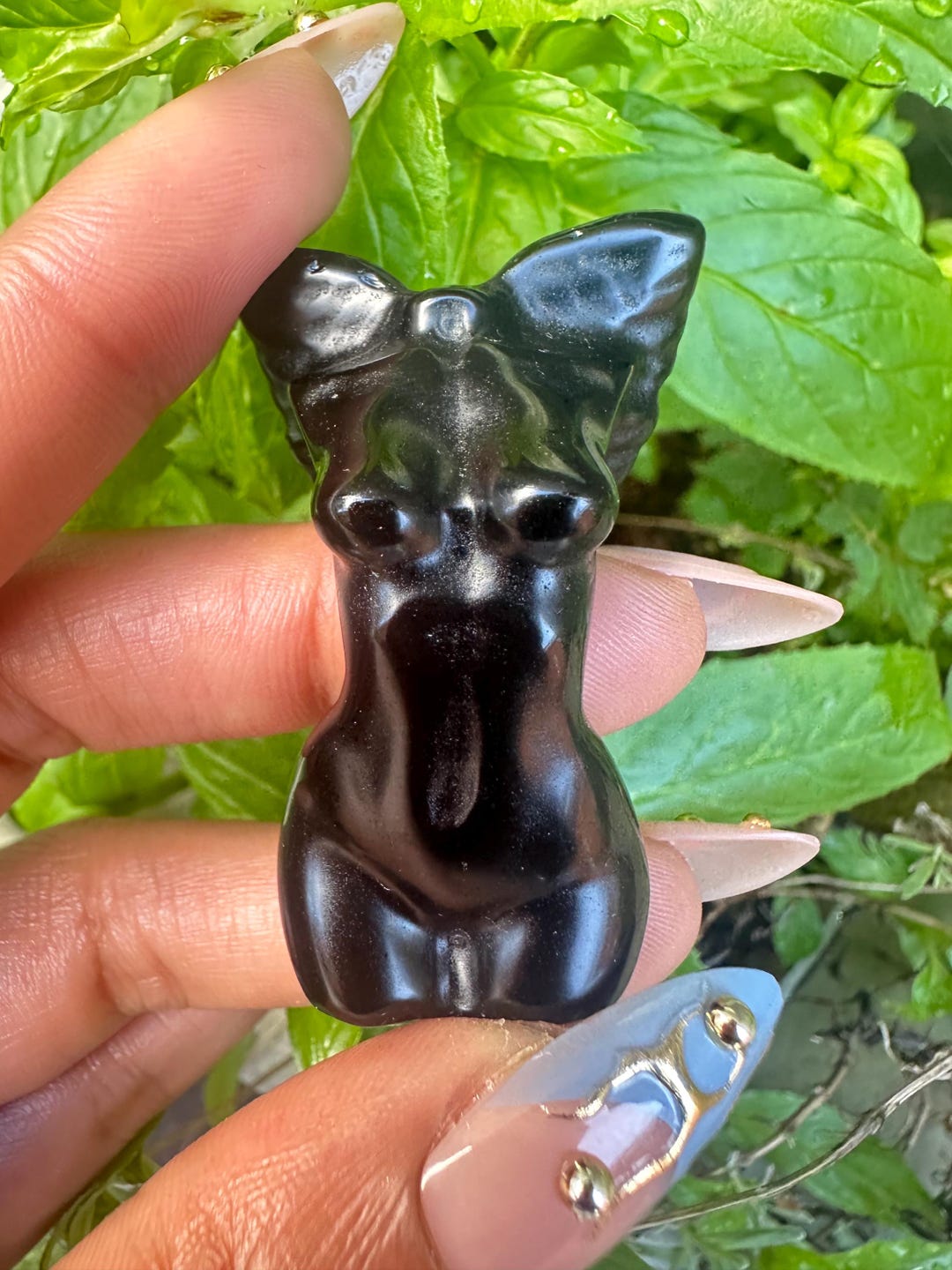 Black Obsidian Goddess, Angel, Female Body Crystal Carving for Healing ...