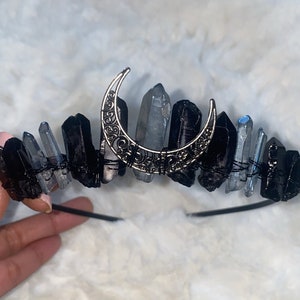 Goddess Crescent Moon Crown/tiara - Titanium Quartz - Festival, Party ...