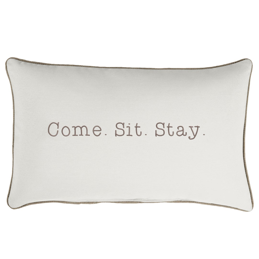 Sunbrella Come.sit.stay Embroidered Pillow, Indoor/outdoor 13 X 20 - Etsy