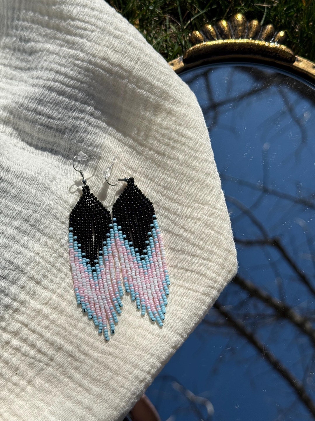 Trans -pride - Beaded Peyote-stitch Earrings - Etsy