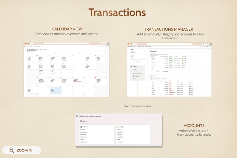 Finance Tracker Notion Template Income and Expense Budget - Etsy
