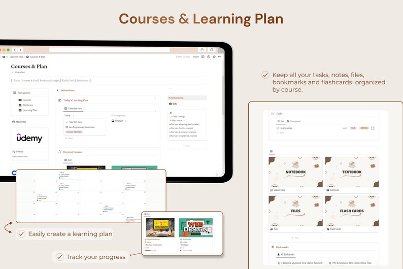 E-learning Hub Notion Template Online Learning Tracker - Etsy
