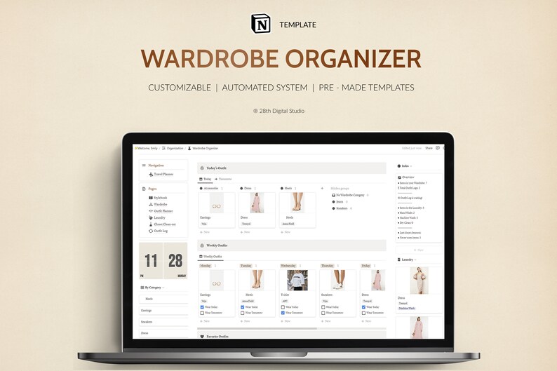 Notion Template Wardrobe Organizer Notion Dashboard Wardrobe - Etsy