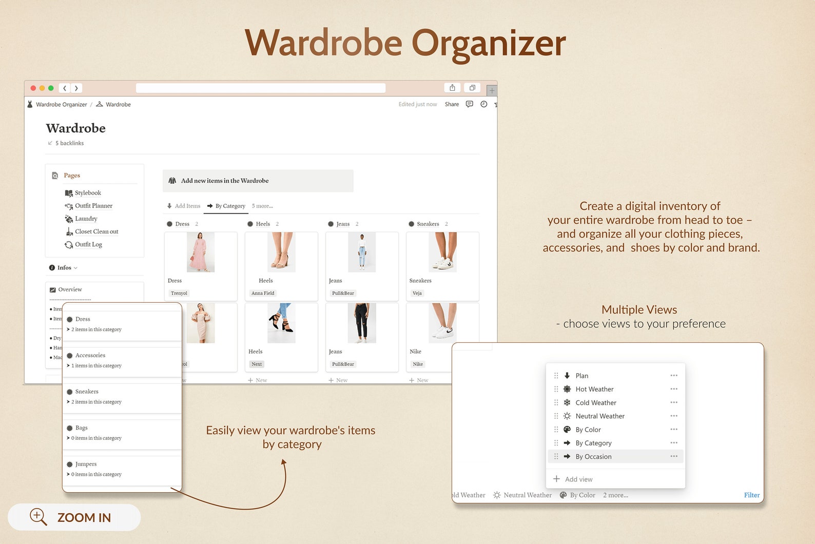Notion Template Wardrobe Organizer Notion Dashboard Wardrobe - Etsy