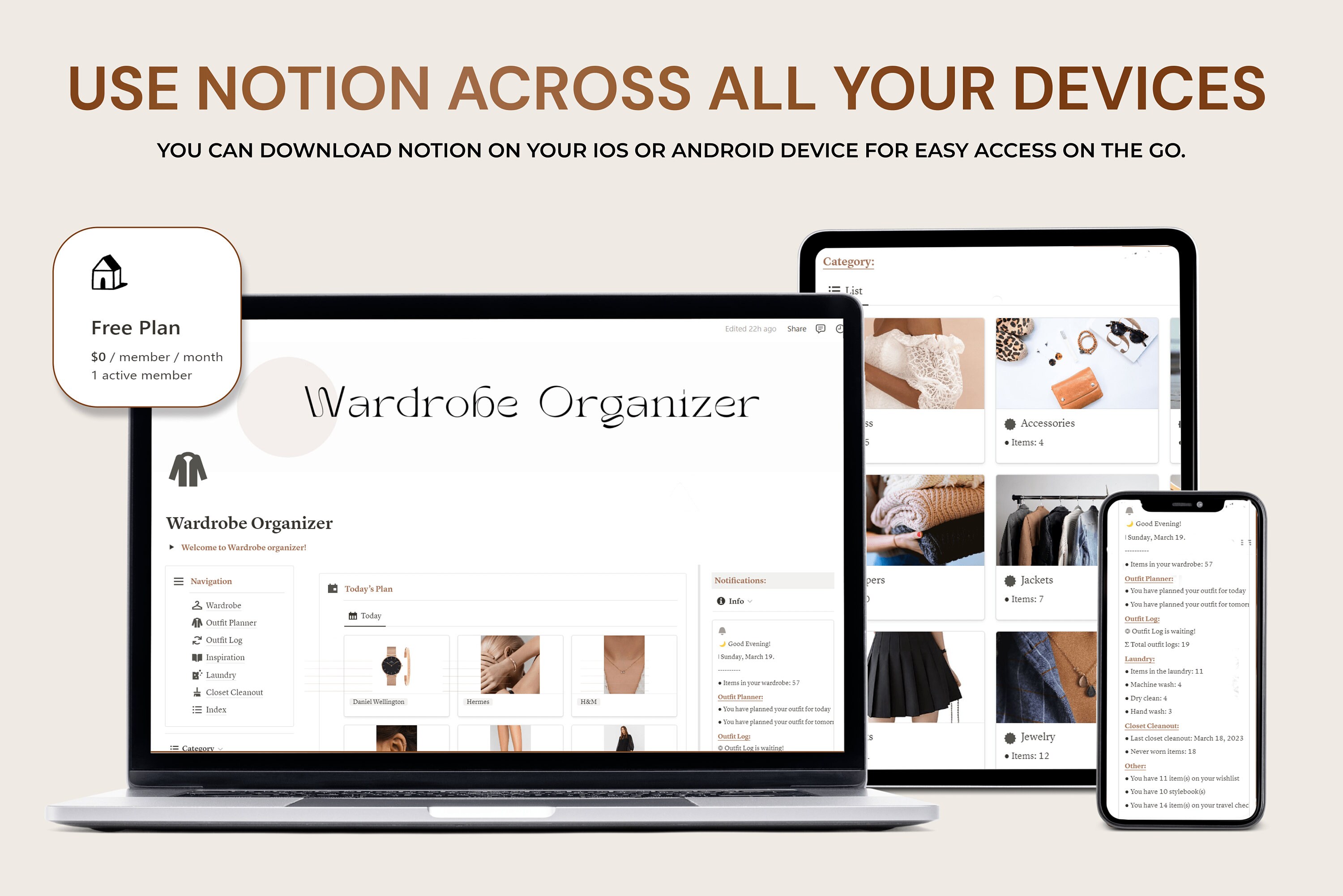 Notion Template Wardrobe Organizer, Notion Dashboard Wardrobe Manager ...