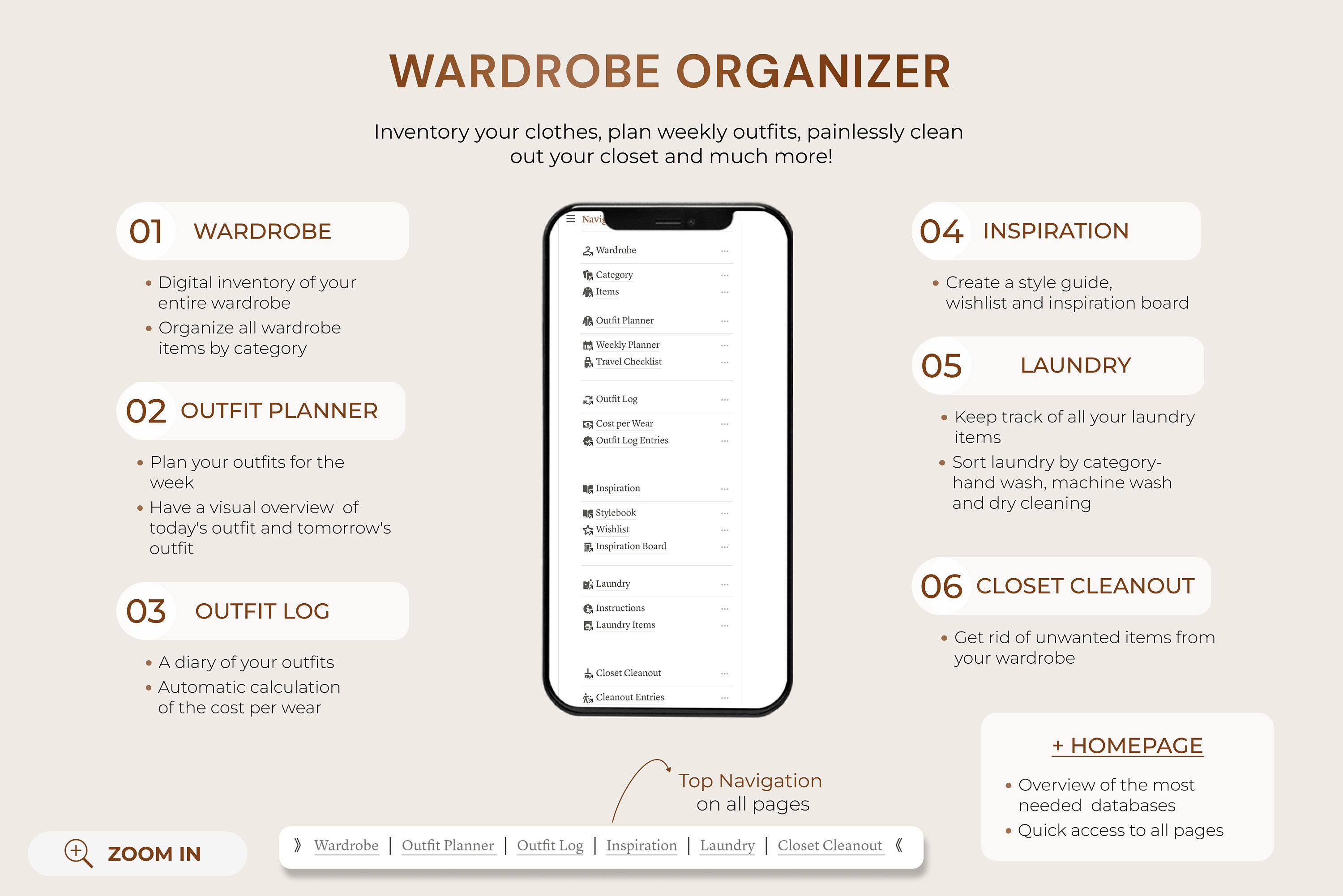 Notion Template Wardrobe Organizer, Notion Dashboard Wardrobe Manager ...
