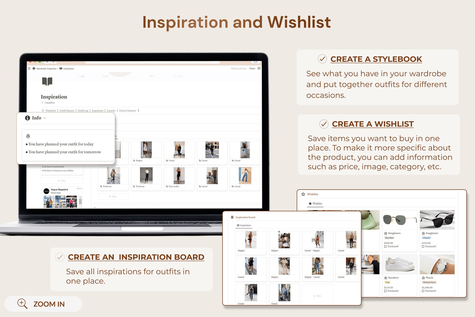 Notion Template Wardrobe Organizer, Notion Dashboard Wardrobe Manager ...