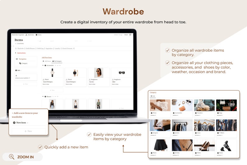 Notion Template Wardrobe Organizer, Notion Dashboard Wardrobe Manager ...