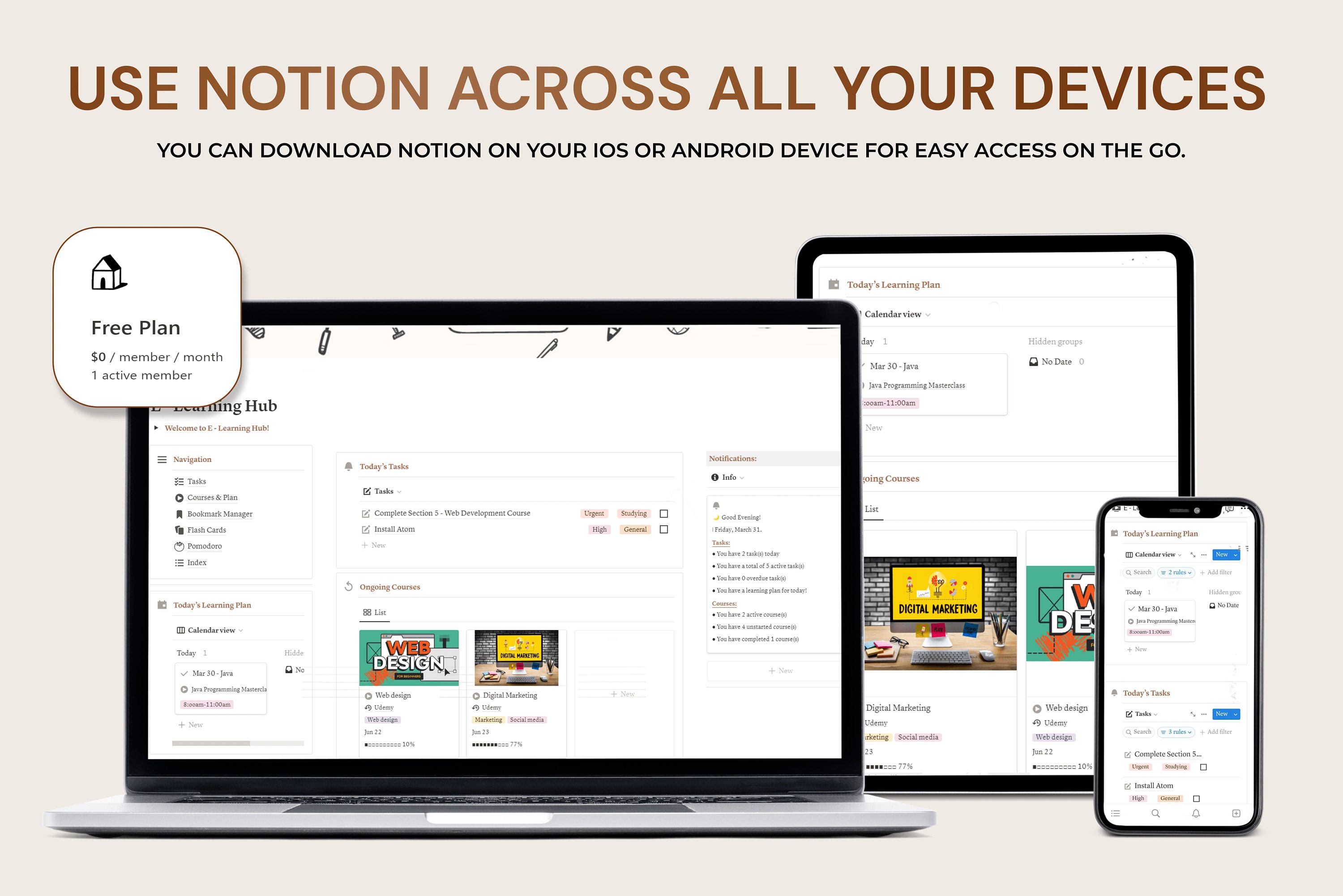 E-learning Hub Notion Template Online Learning Tracker - Etsy