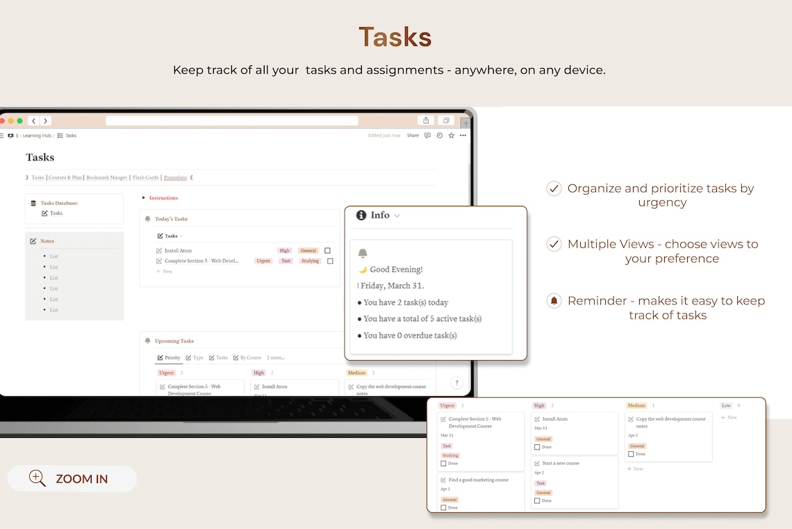 E-learning Hub Notion Template Online Learning Tracker - Etsy