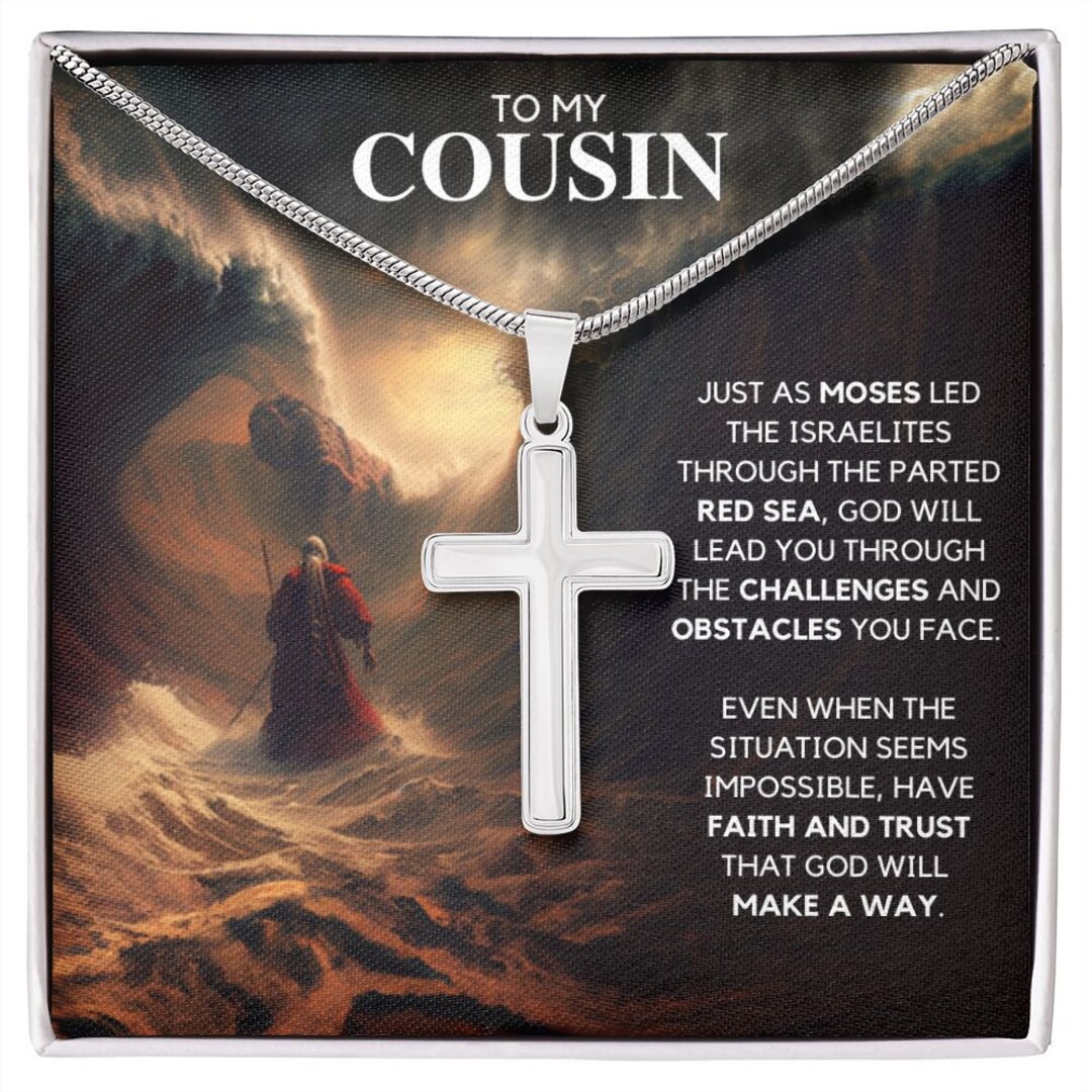 Moses Red Sea Christian Cross Necklace W/ Message Card for Cousin ...