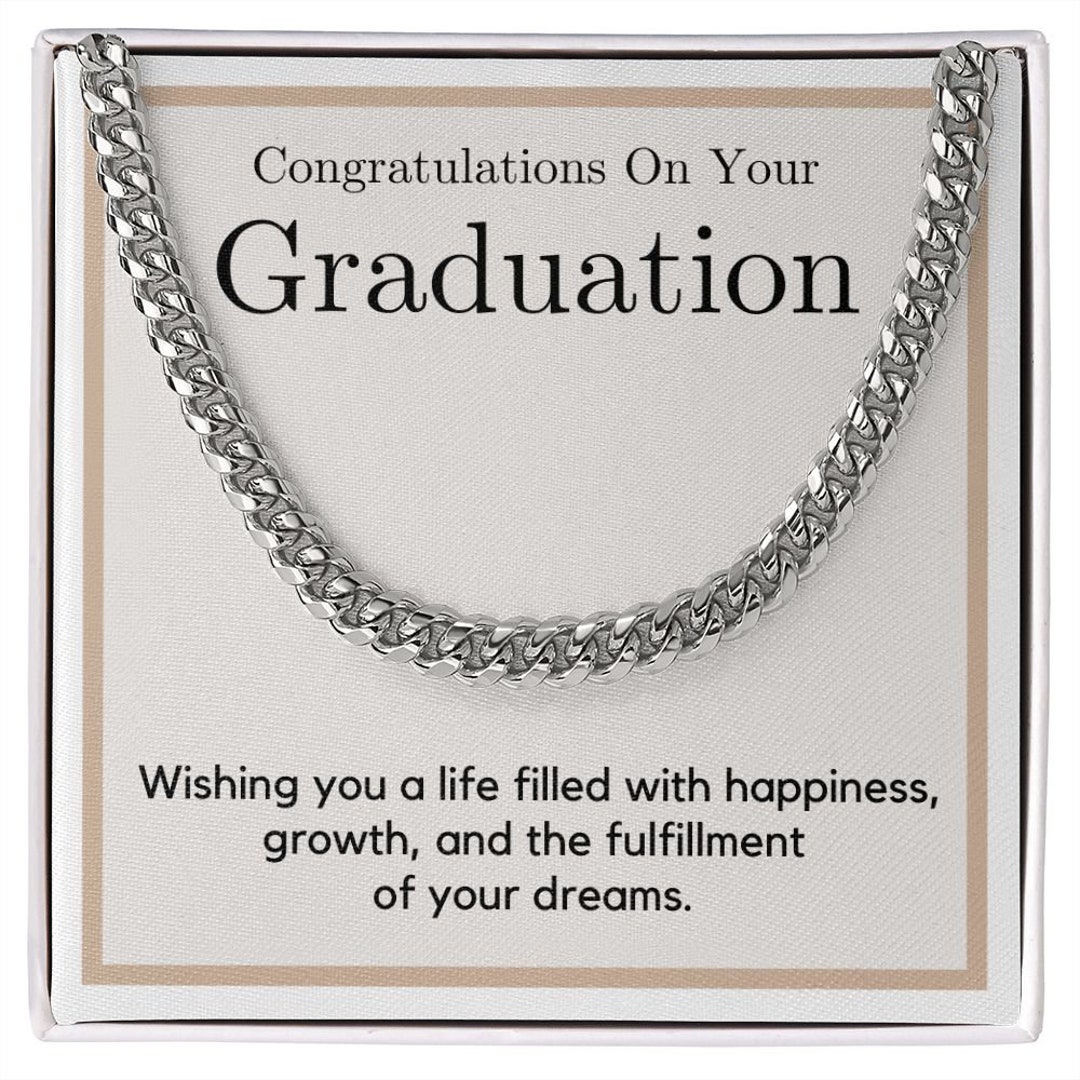 Graduation Gift: Men's Cuban Chain Necklace, Commencement Memento ...