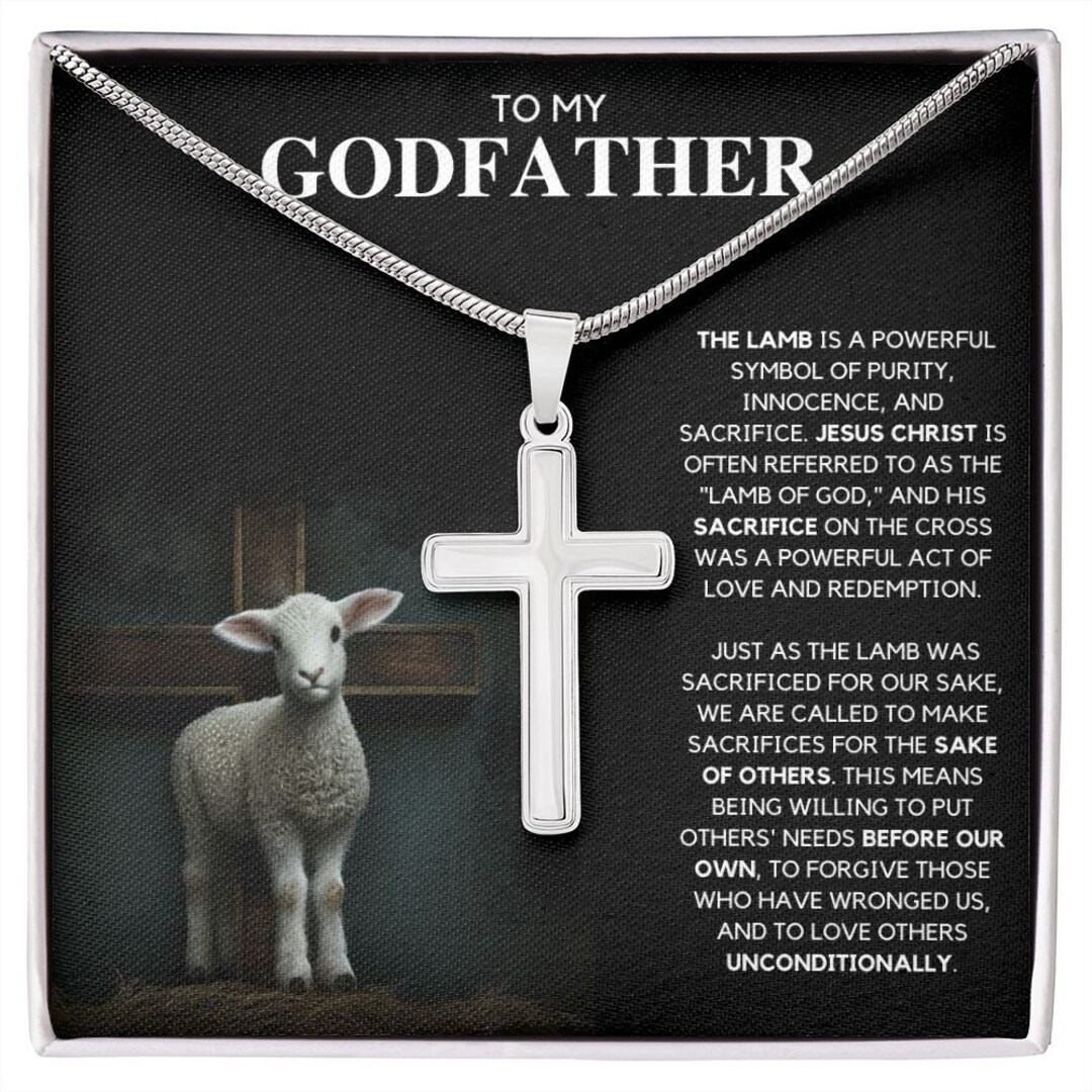 Lamb Godfather Gift: Christian Cross Necklace for Your Cherished ...