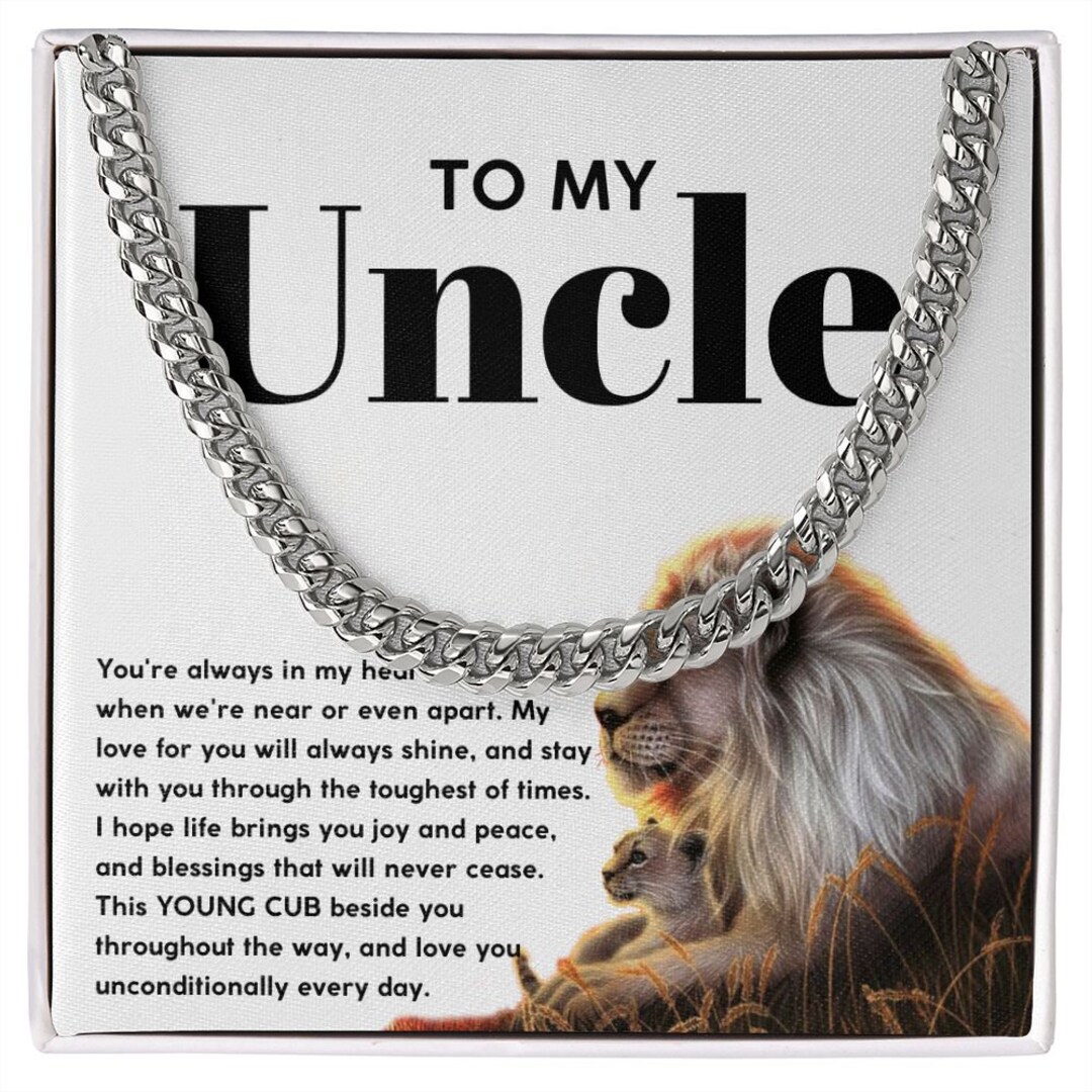 Uncle Lion With Cubs Gift: Cuban Chain Necklace and Message Card for ...
