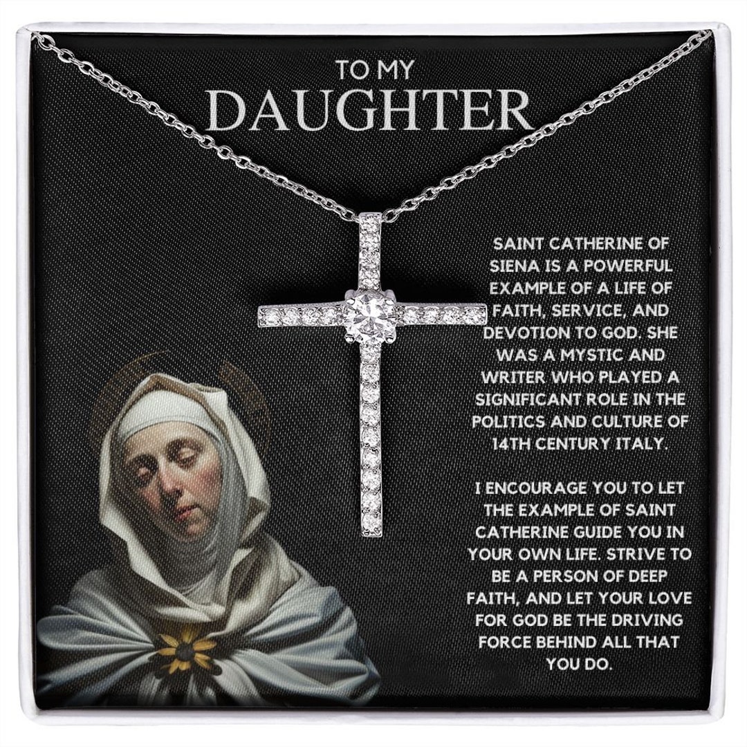 BONVEVI Saint Catherine Christian Cross Gift for Daughter From - Etsy