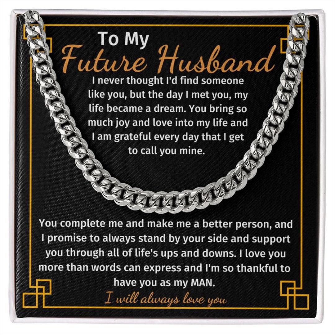 Surprise Your Future Husband Cuban Chain Necklace and Message Card Gift ...