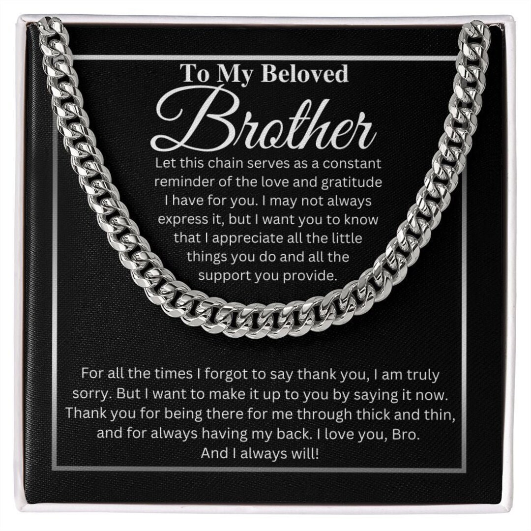 Brother Gift: Cuban Chain Necklace for Older, Younger, Teen Brothers ...