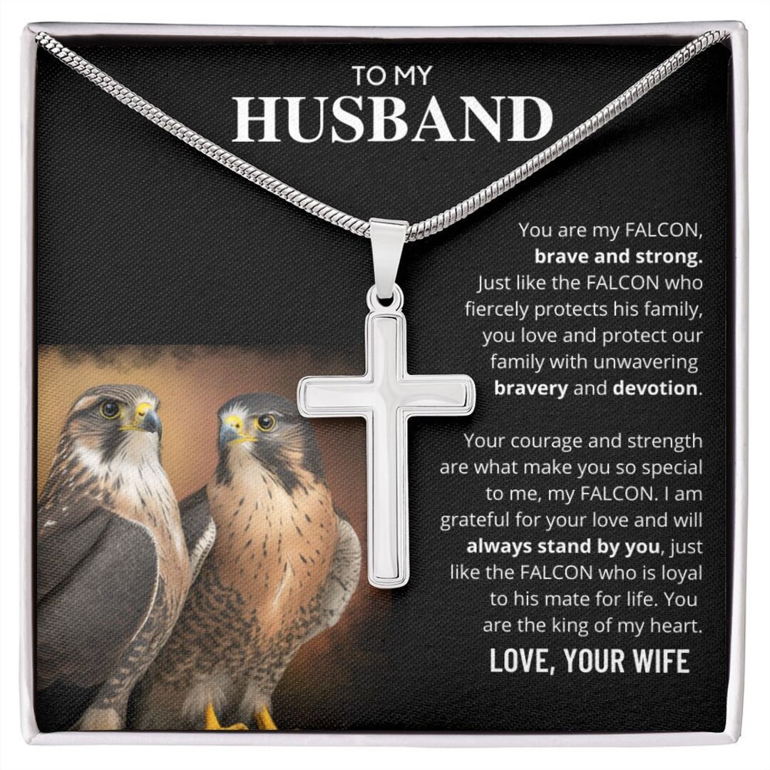 Falcon Husband Gift: Love & Faith Christian Cross Necklace With Message ...