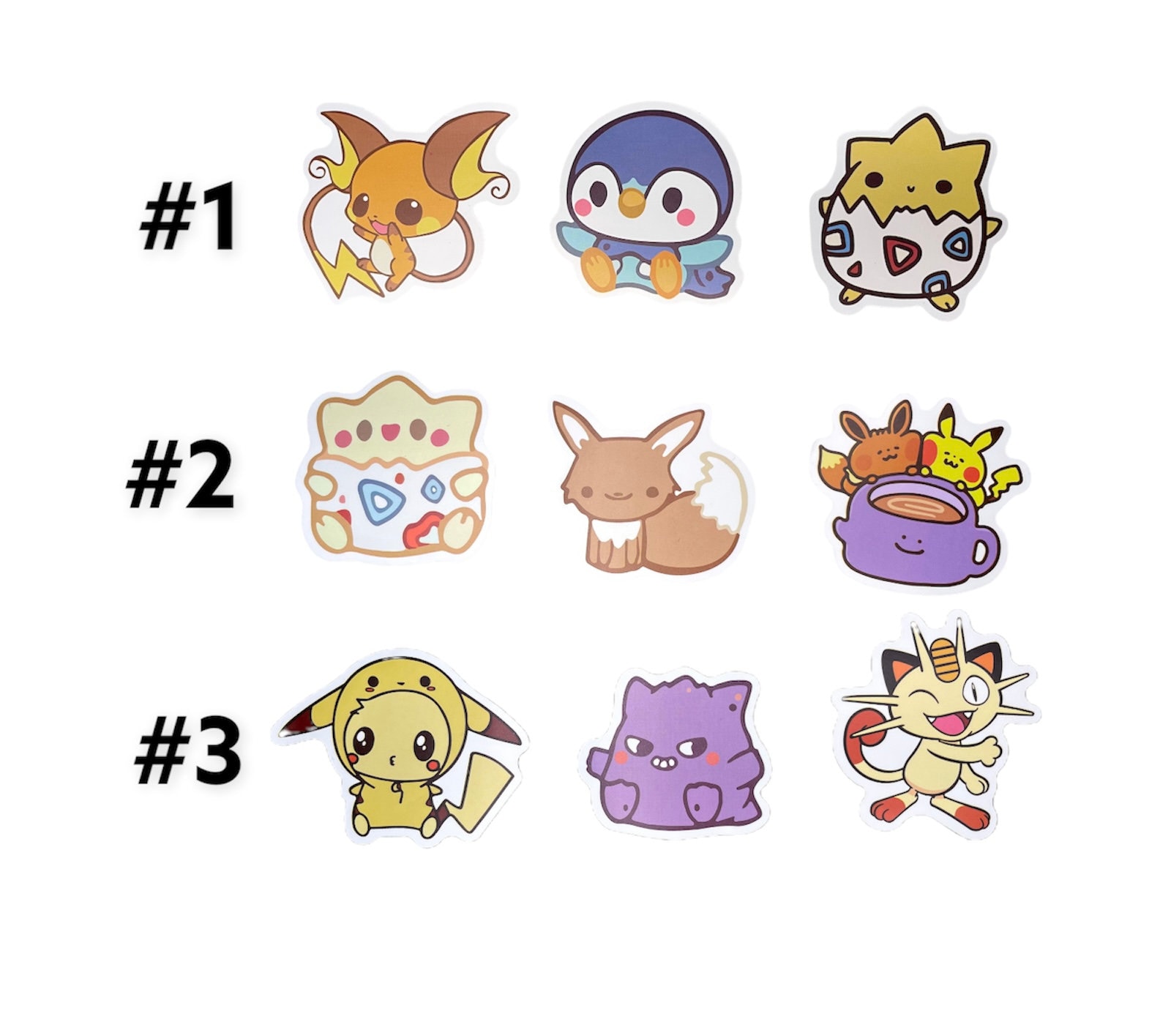 Cute Chibi Pokemon Stickers Set of 6 - Etsy