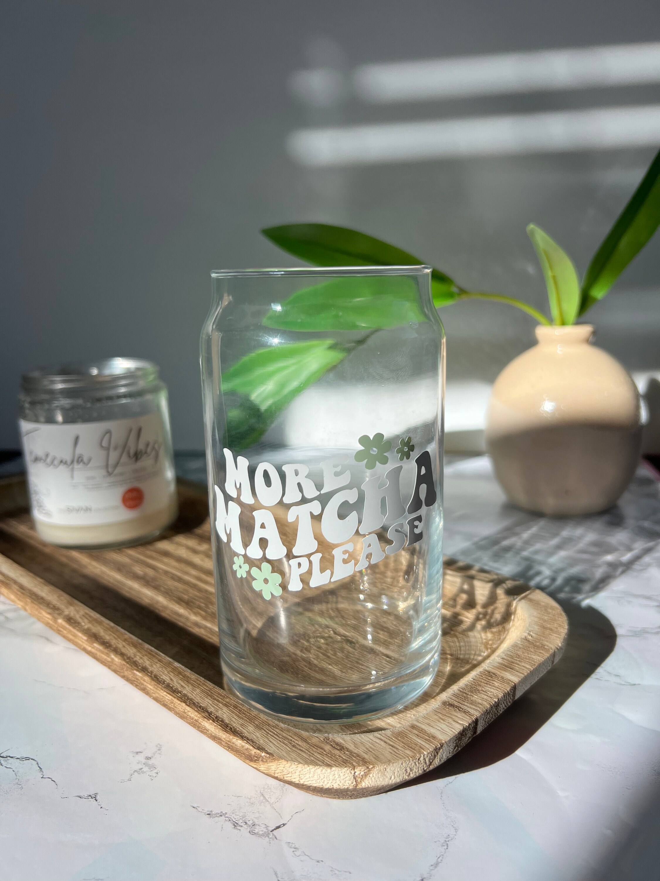 Matcha Please Glass Can Glass Coffee Cup Matcha Cold Cup - Etsy