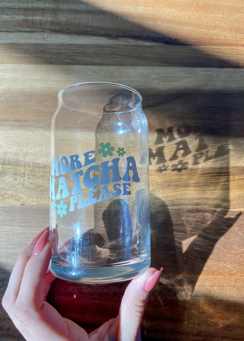 Matcha Please Glass Can Glass Coffee Cup Matcha Cold Cup - Etsy