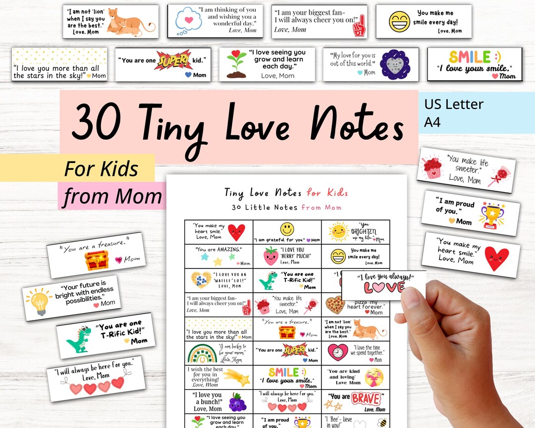 Love Notes for Kids | Tiny Love Notes From Mom | 30 Little Love Notes ...