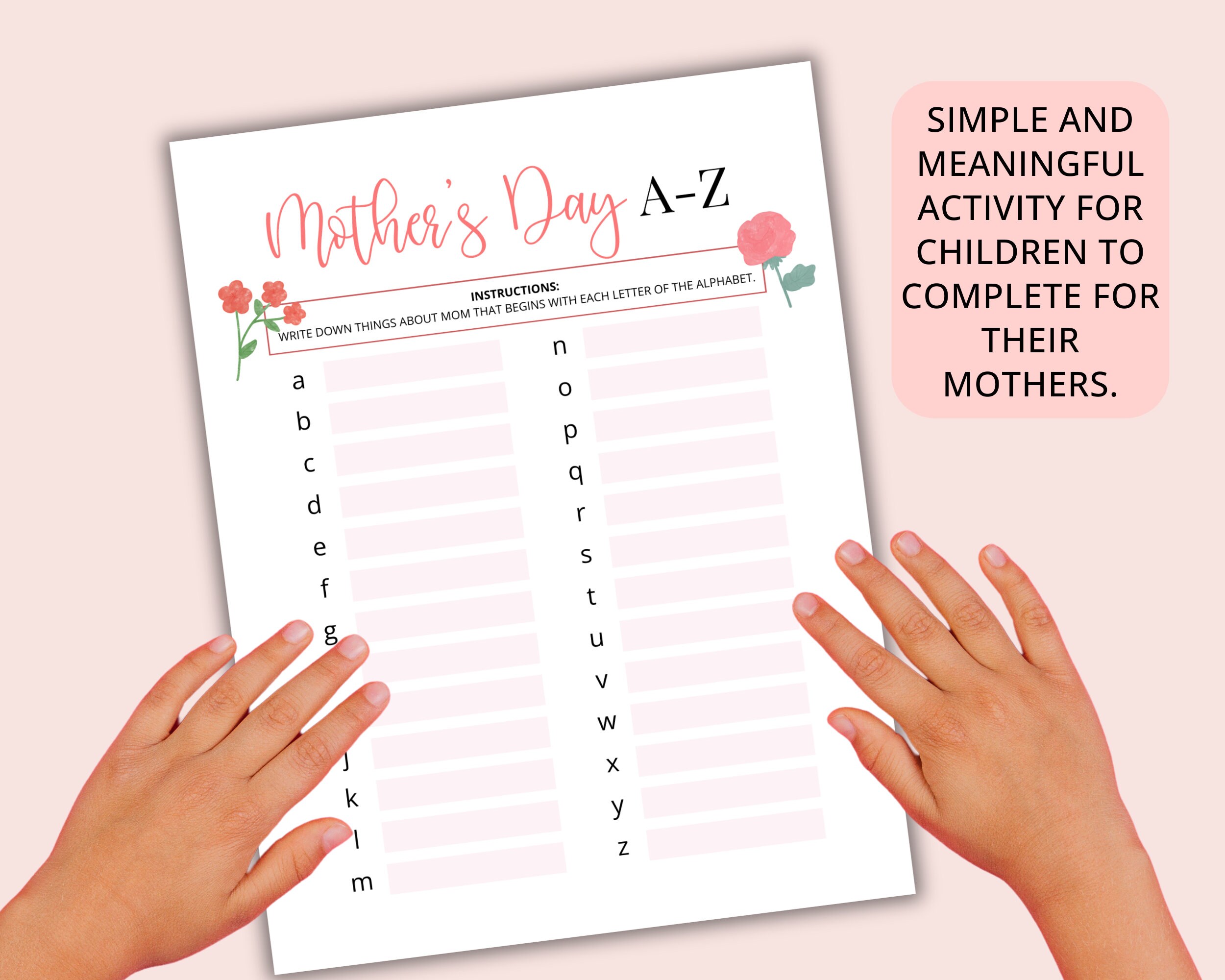 Printable Mother's Day A-Z Game | Instant Download | PDF | Mother's Day ...