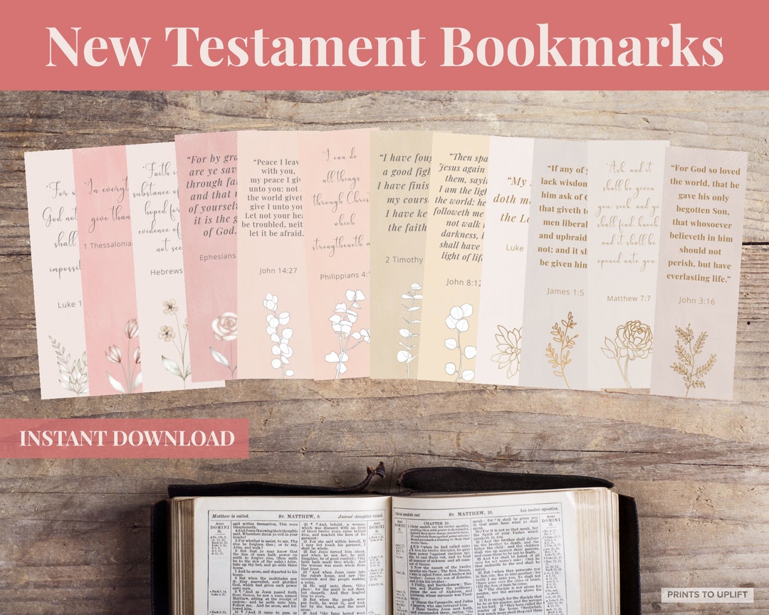 New Testament Bookmarks Instant Download Set of Twelve Front and Back ...