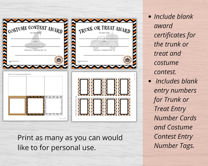 Trunk or Treat Award Certificate Bundle | Trunk Awards & Costume Awards ...