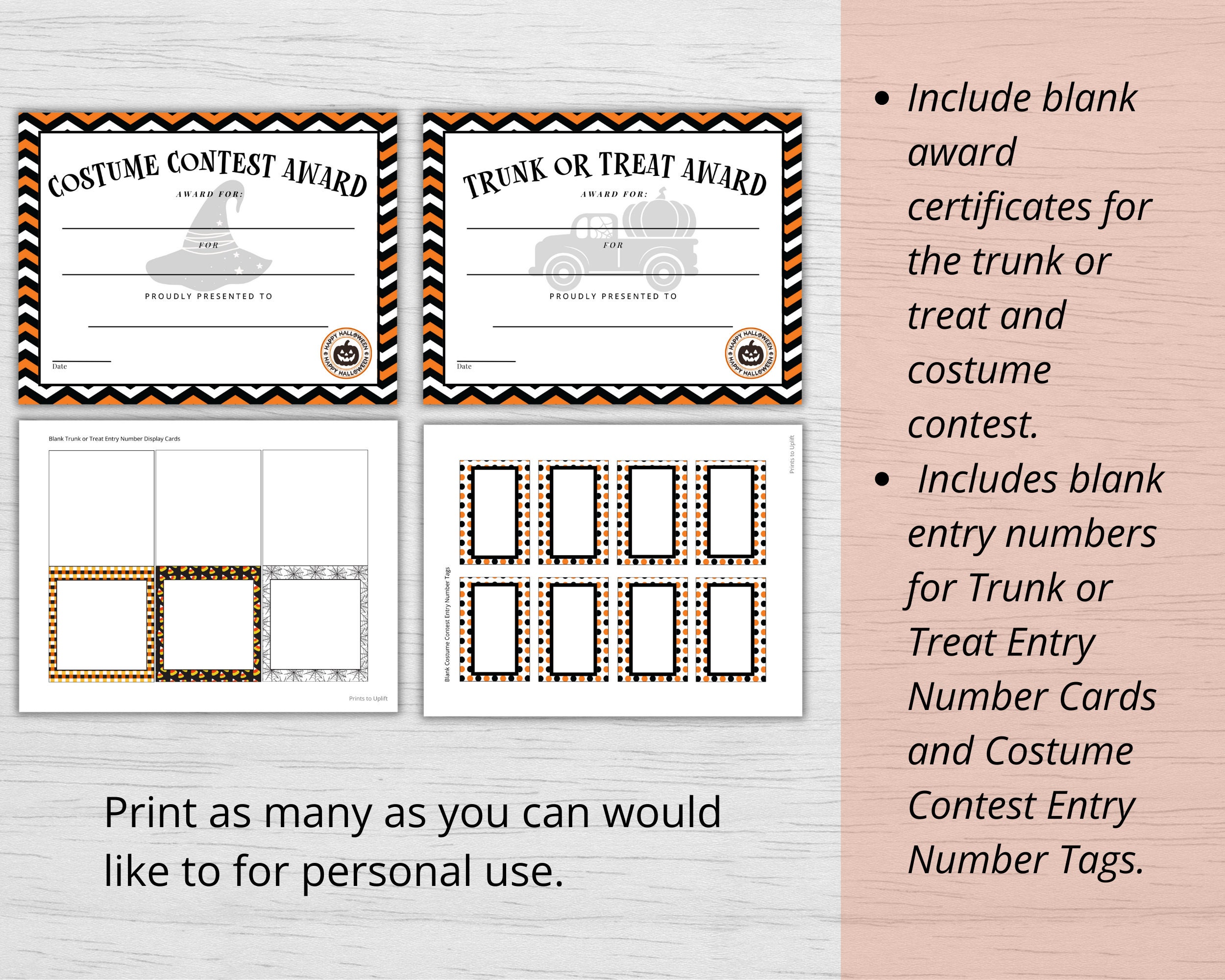 Trunk or Treat Award Certificate Bundle | Trunk Awards & Costume Awards ...