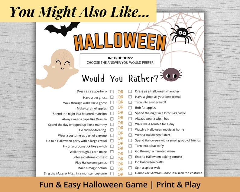 Halloween Think Fast Game | Printable Halloween Activity | Halloween ...